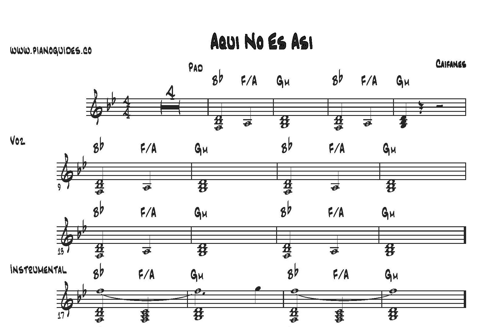 Aquí No Es Así - Piano Guides